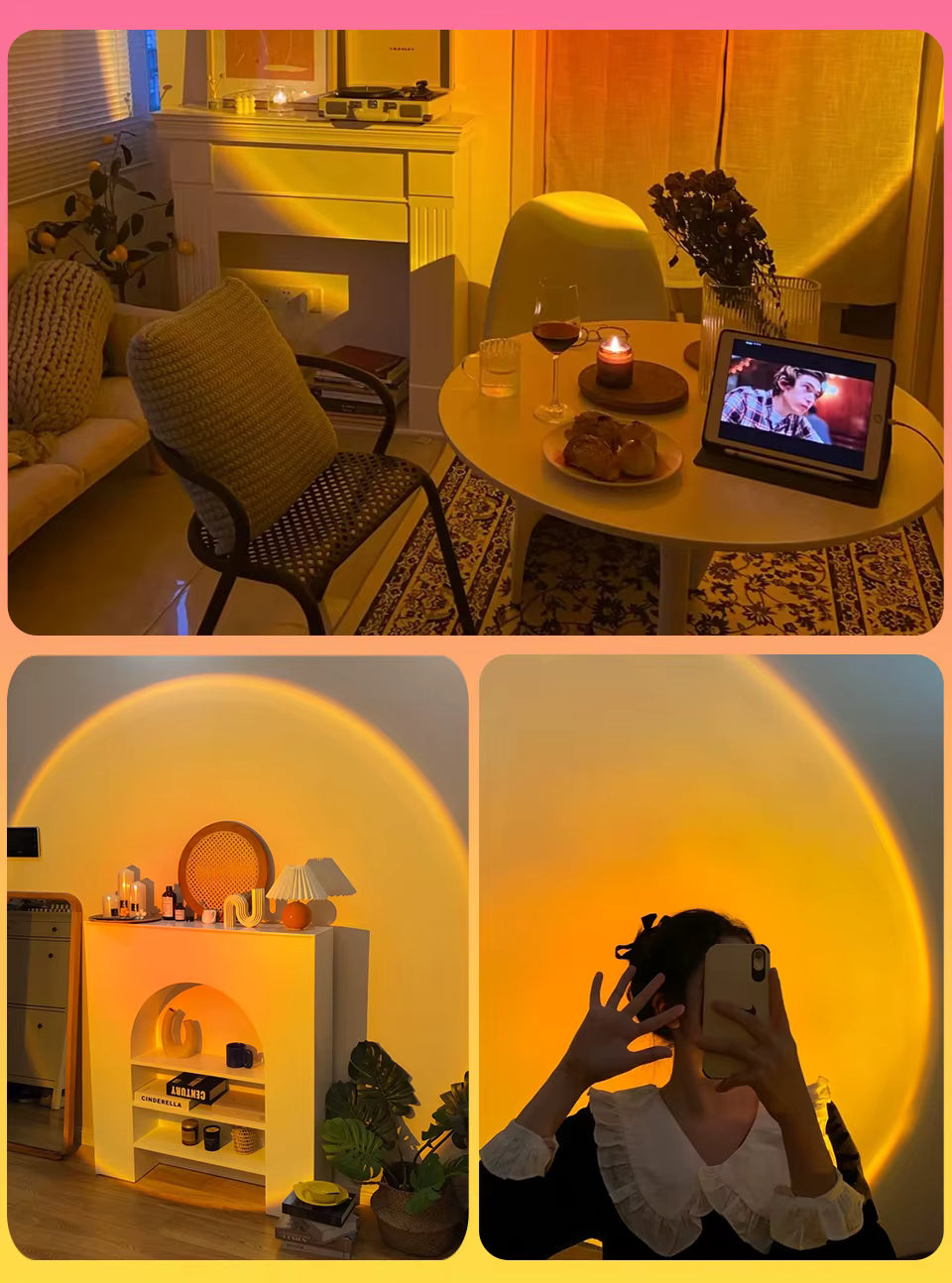 Warm Sunset Glow Mood Lamp – Stylish Night Light for Home Decor & Cozy ...